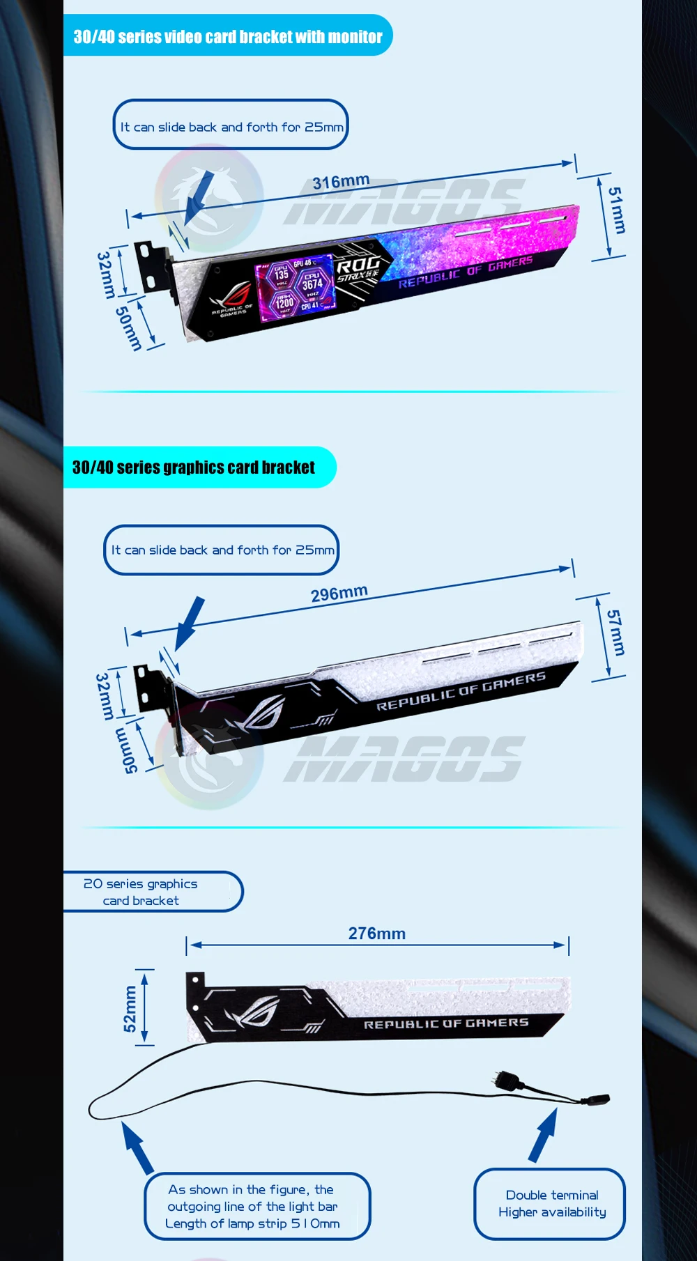 GPU Bracket With Display VGA Graphic Card Holder Gundam MSI AORUS ROG ...
