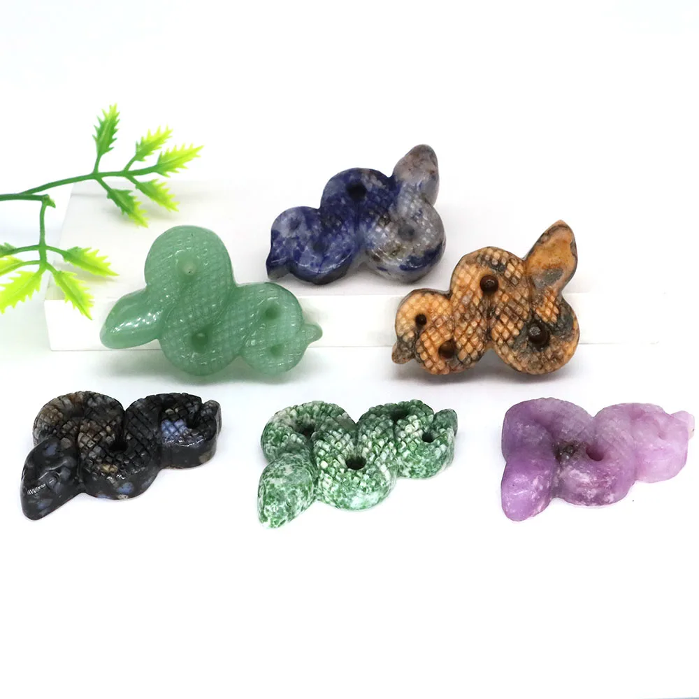 2" Snake Statue Natural Stone Obsidian Reiki Healing Crystal Hand ...