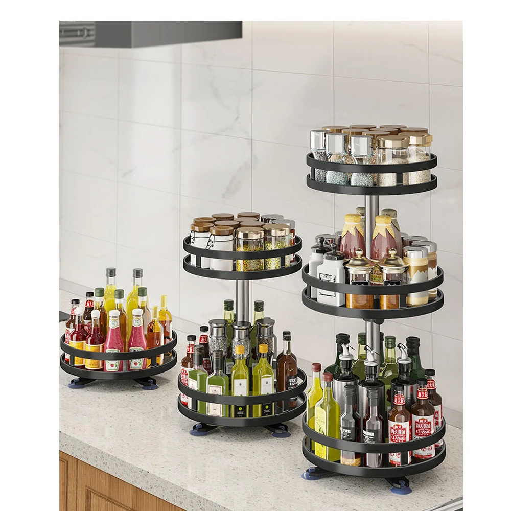 360-Rotation-Spice-Storage-Rack-Multi-function-Space-Saving-Kitchen ...