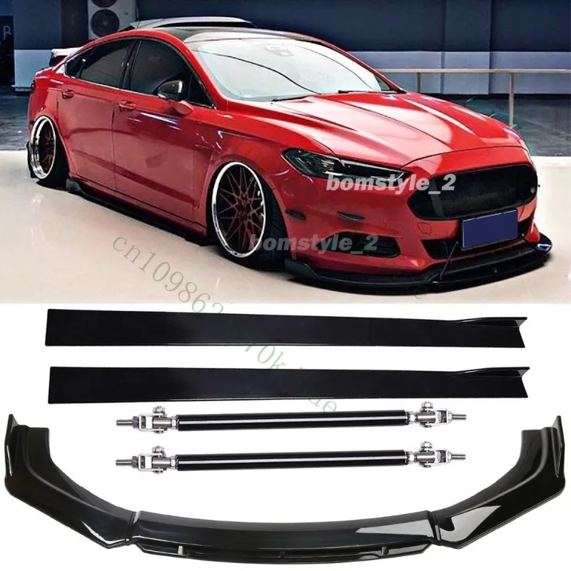 Front Bumper Spoiler Splitter Lip/Side Skirt /Strut Rods For Ford ...