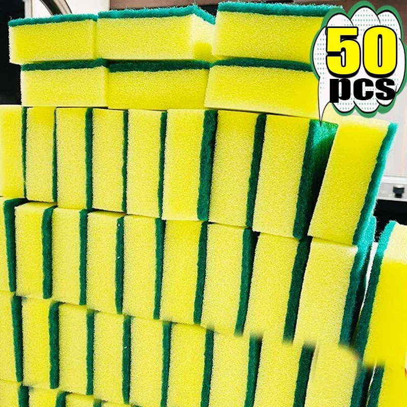 50-1pcs-Double-sided-Cleaning-Sponges-Kitchen-Pot-Pan-Stain-Grease ...