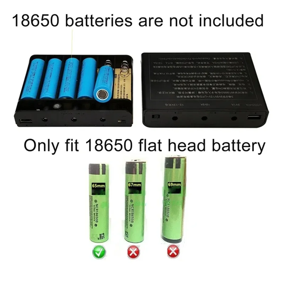 USB For DC 12V Output 6X 18650 Batteries UPS DIY Box For Cellphone Wifi ...