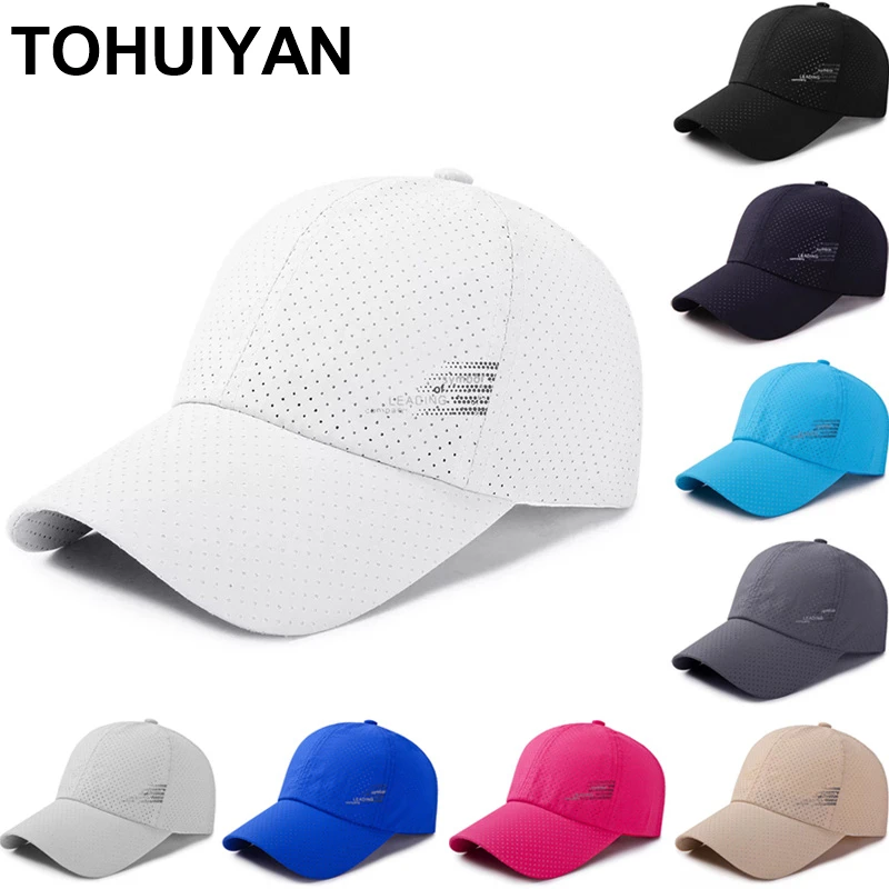 여름철 빠른 건조 야구 모자 냉각 통기성 메쉬 태양 모자 자외선 차단 낚시 모자 여성 스포츠 모자야구 모자