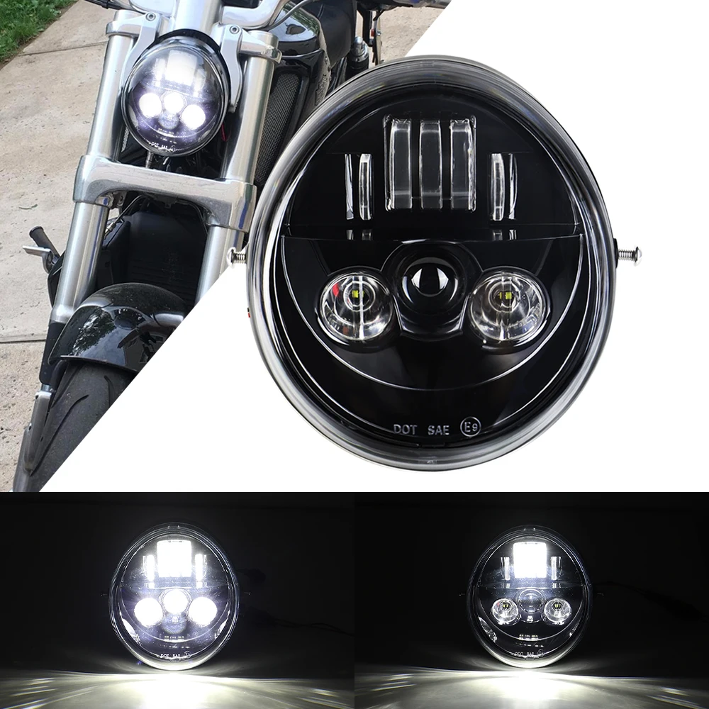 NEW Vrod LED Front Headlight Hi/Low Beam Motorcycle Headlamp Assembly ...