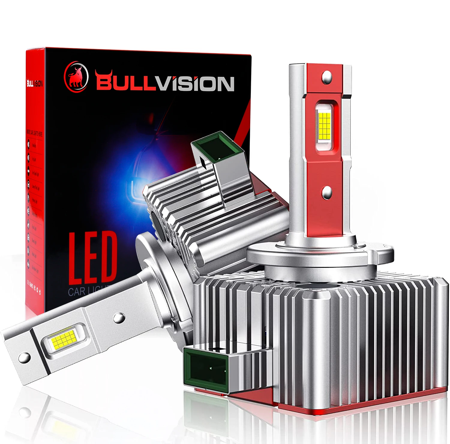 Bullvision D3S LED Headlights HID D1S D2S D4S D5S D8S D1R D2R D3R Turbo LED 30000LM Two sided ...
