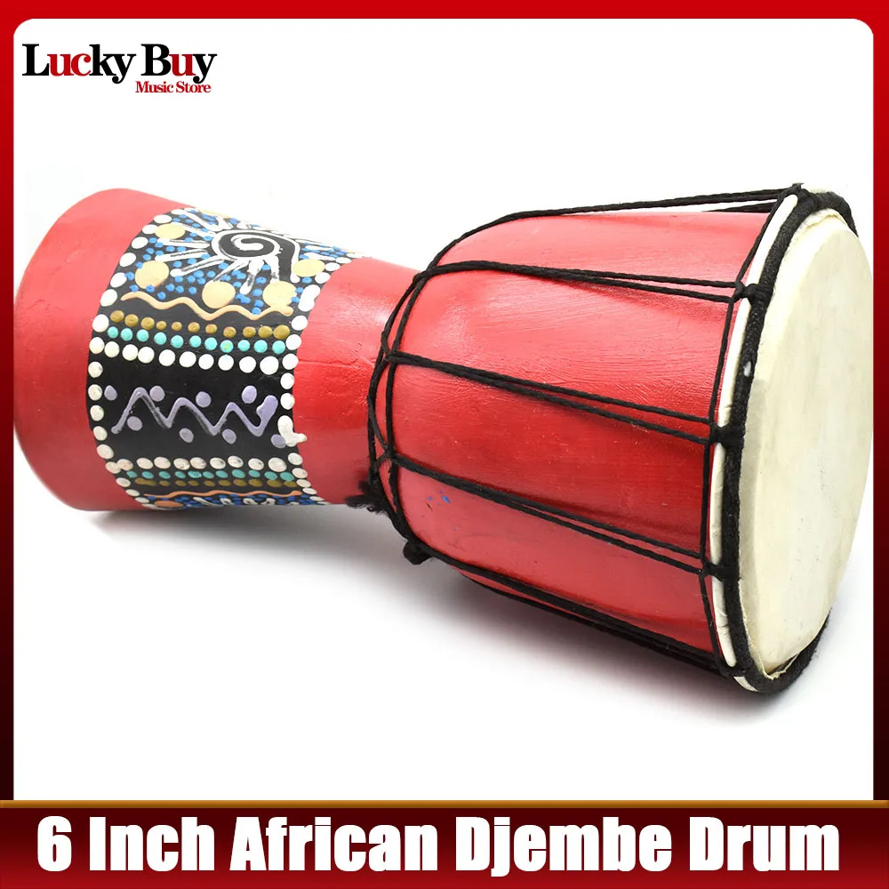 Djembe Drum Africano de 6 Polegadas em Madeira com Pele de Cabra ...