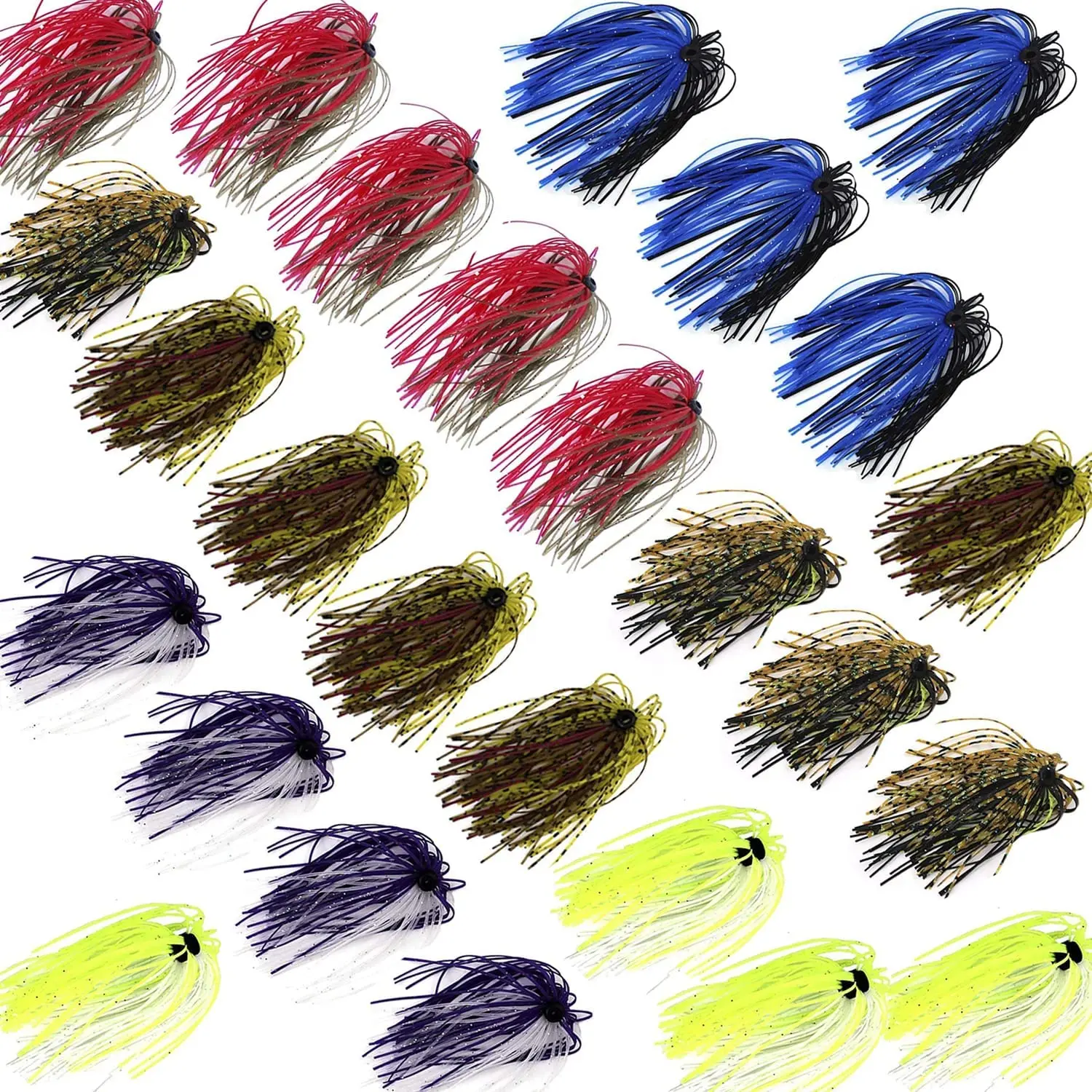12-24-Bundles-Silicone-Jig-Skirts-50-Strands-Bass-Fishing-Jigs ...