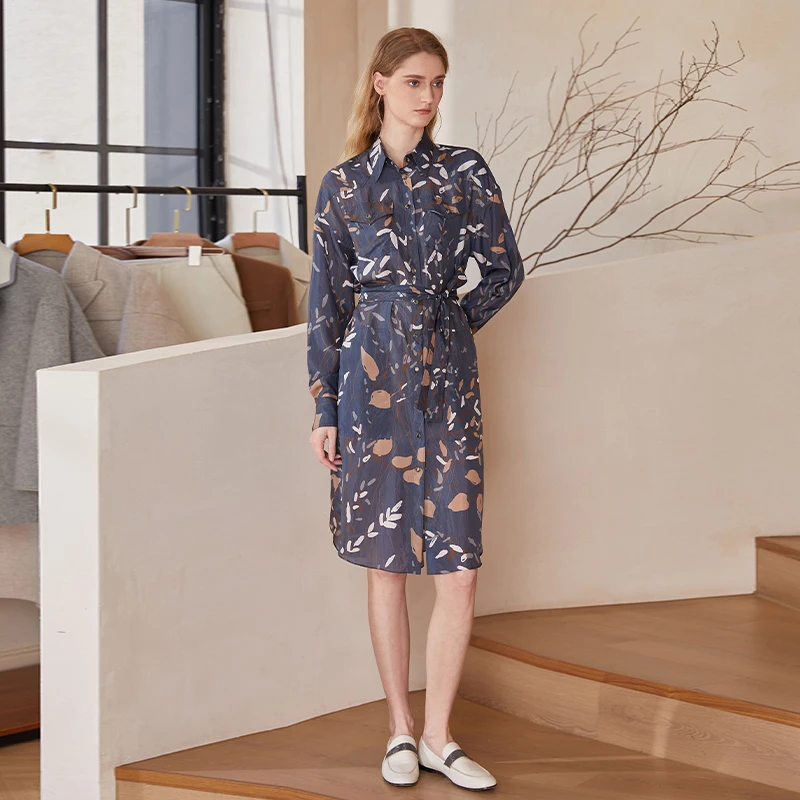 K1704X-100-Silk-Long-sleeved-printed-dress-Luxury-womens-Clothing ...