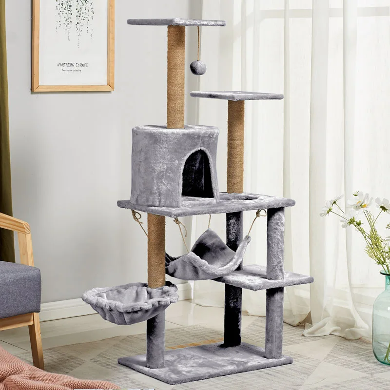 Multi layer Cat Tree Tower With Cozy Perches Stable Cat Climbing Frame ...