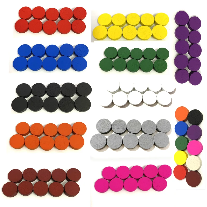 50pieces-15-5MM-11-Colors-Wooden-Disk-Discs-Pawn-Game-Pieces-Colorful ...