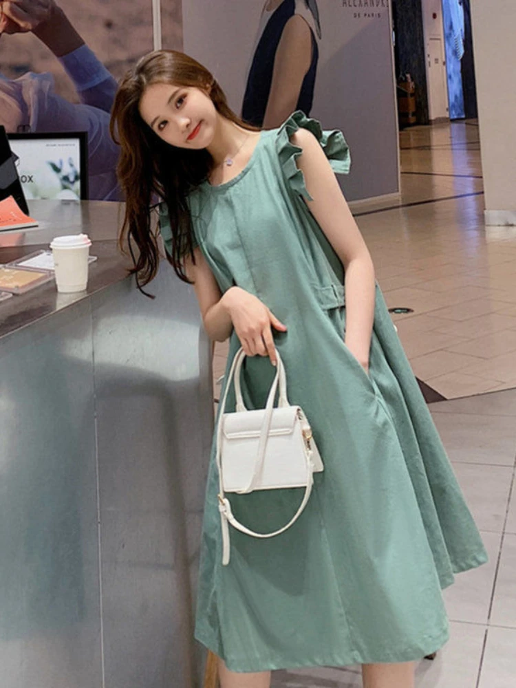 Vestido Vintage holgado para mujer, ropa de calle elegante con cuello ...