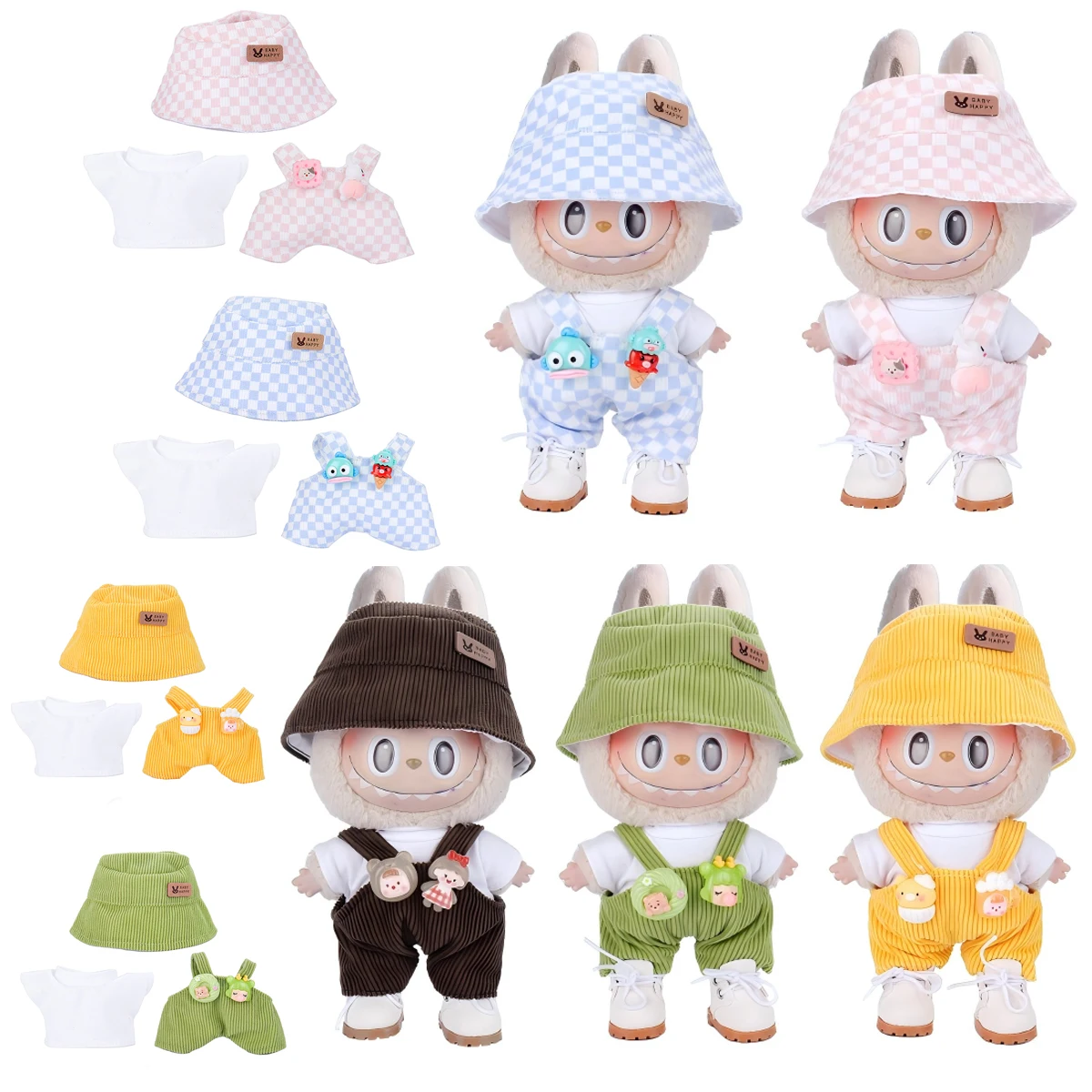 6.69inch Labubu Doll Clothes Set with 3 Stylish, Fisherman Hat Sweater ...