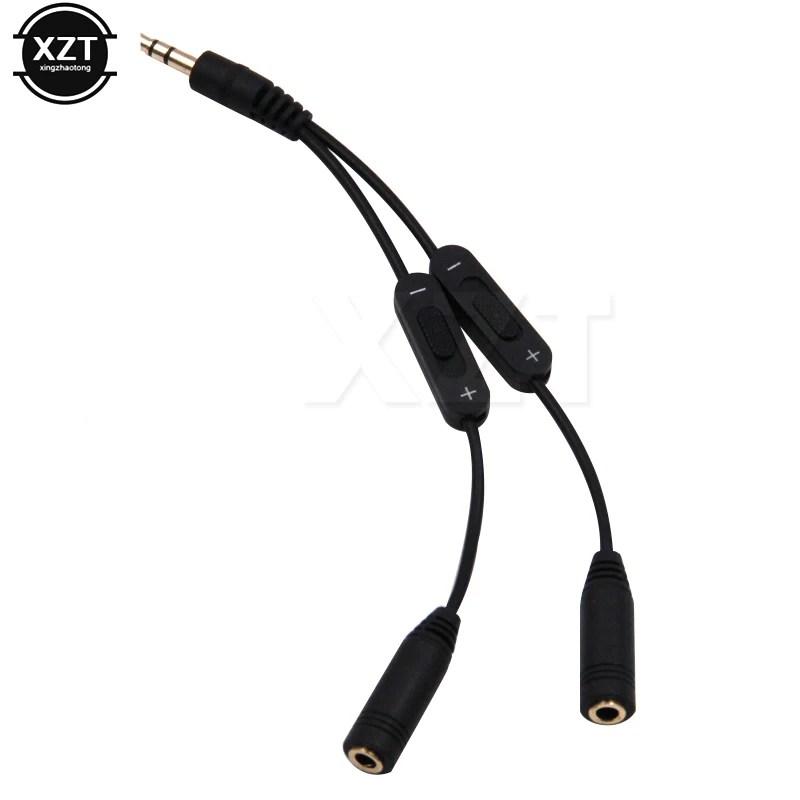 3-5mm-Stereo-Audio-cable-Y-Splitter-Adapter-Volume-Control-Headphone ...