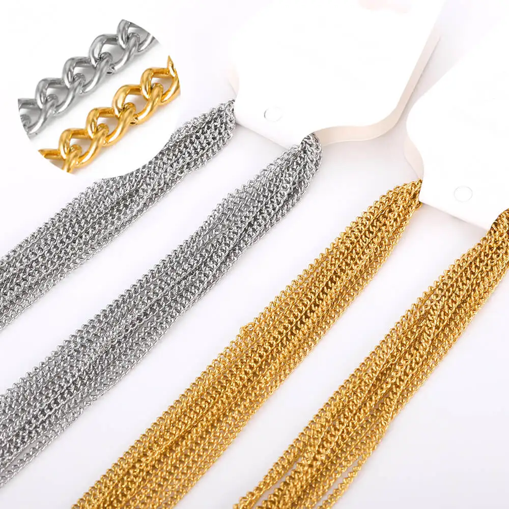 10pcs-set-Stainless-Steel-Gold-Color-Necklace-For-Women-45cm-Chain-DIY ...