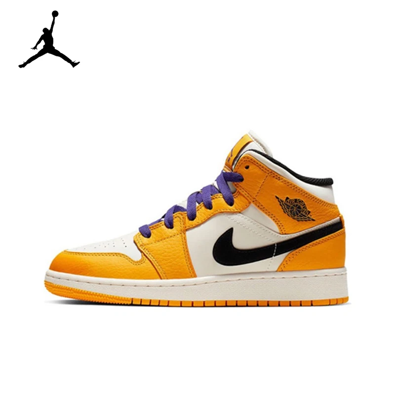 Air-Jordan-1-Mid-Lakers-Retro-Basquete-Shoes-para-as-Mulheres-Original ...