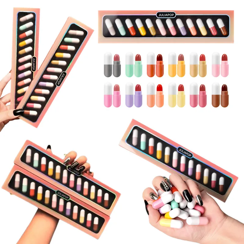 New-Mini-12-color-Capsule-Lipstick-Set-Waterproof-Non-stick-Cup-Carry ...