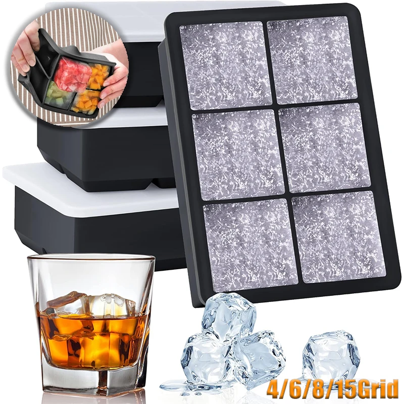 4-6-8-15-Grid-Big-Ice-Tray-Mold-Giant-Jumbo-Large-Food-Grade-Silicone ...
