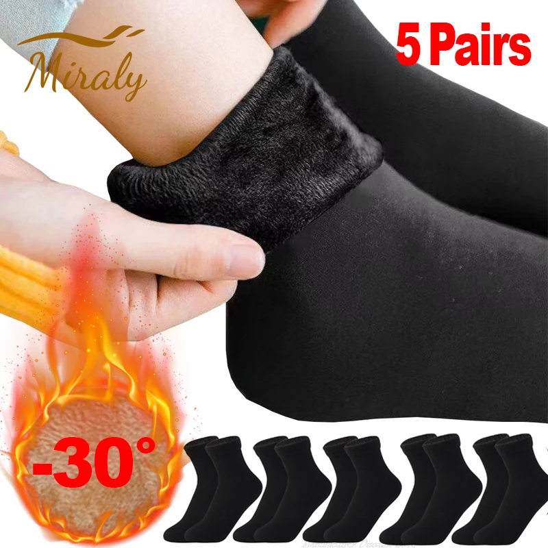 1-2-3-5Pairs-Winter-Warm-Thicken-Fleece-Short-Socks-Women-Thermal ...