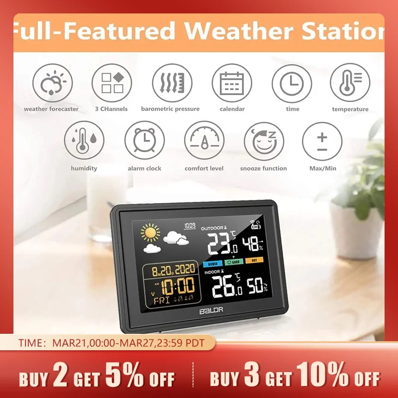 New Wireless Negative Display Weather Station Temperature and Humidity ...