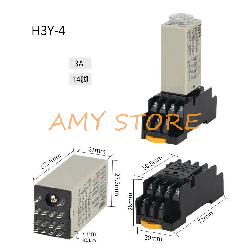 1Pc 12V/24VDC 24V/110V/220V/380VAC 14P 4PDT 0.5-10S 1.0-30S 2.0-60S ...