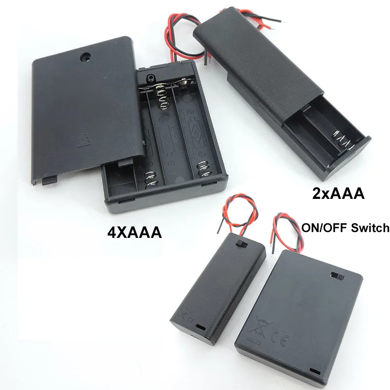 1/5pcs black 2 4 Slot AAA Battery Holder Case Box 2xAAA 4XAAA 3v 6v 1 ...
