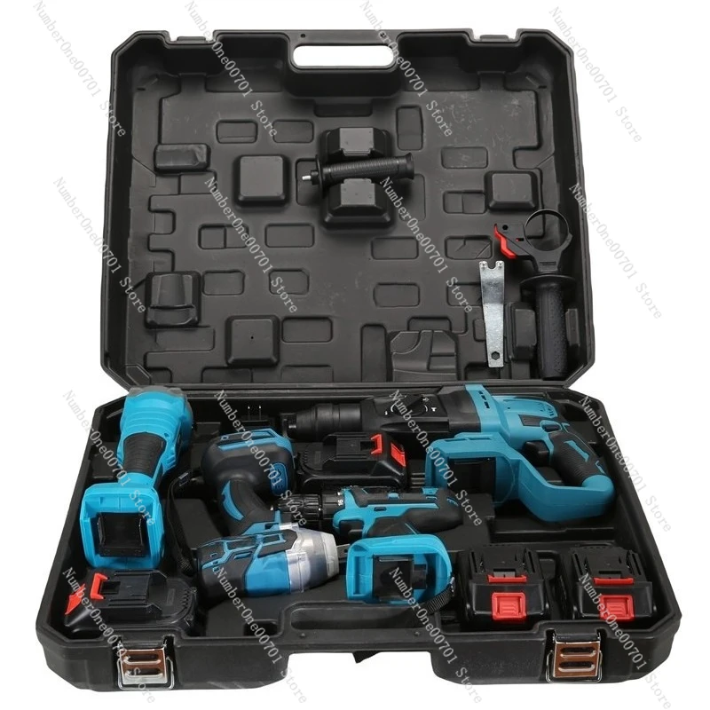 Cordless Power Tool Set 4-Piece, Lithium Battery Impact Drill Angle ...