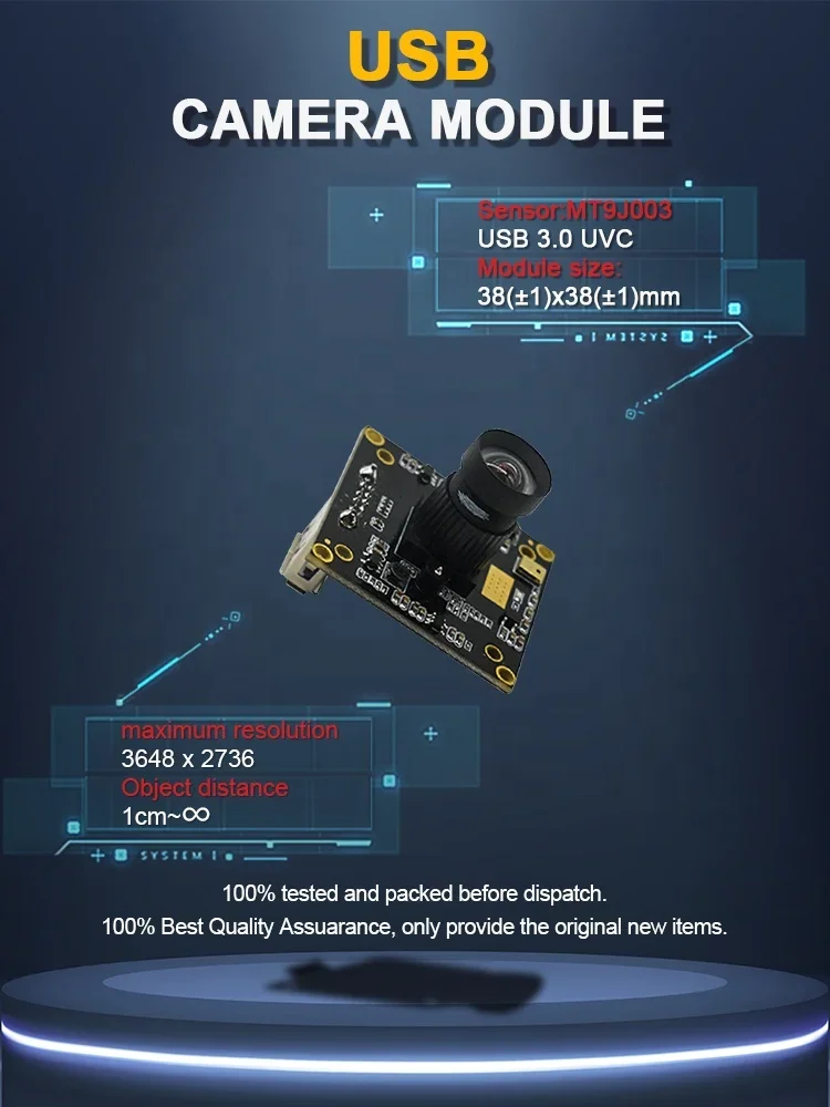 Модуль монохромной камеры USB3.0 MT9J003 Сенсорный модуль камеры 38*38 ...