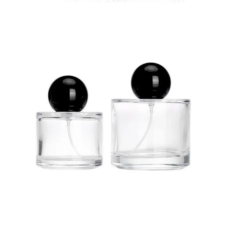 30ml-50ml-100ml-Clear-Perfume-Bottle-Black-Ball-Shape-Lid-Crimp-Pump ...
