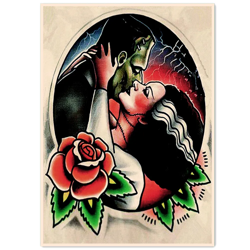 Frankenstein And His Bride Tattoo