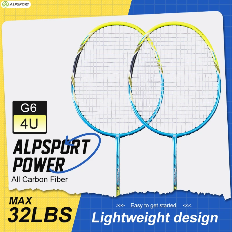 ALP BBQ 2Pcs 3U original design badminton racket with full carbon fiber ...
