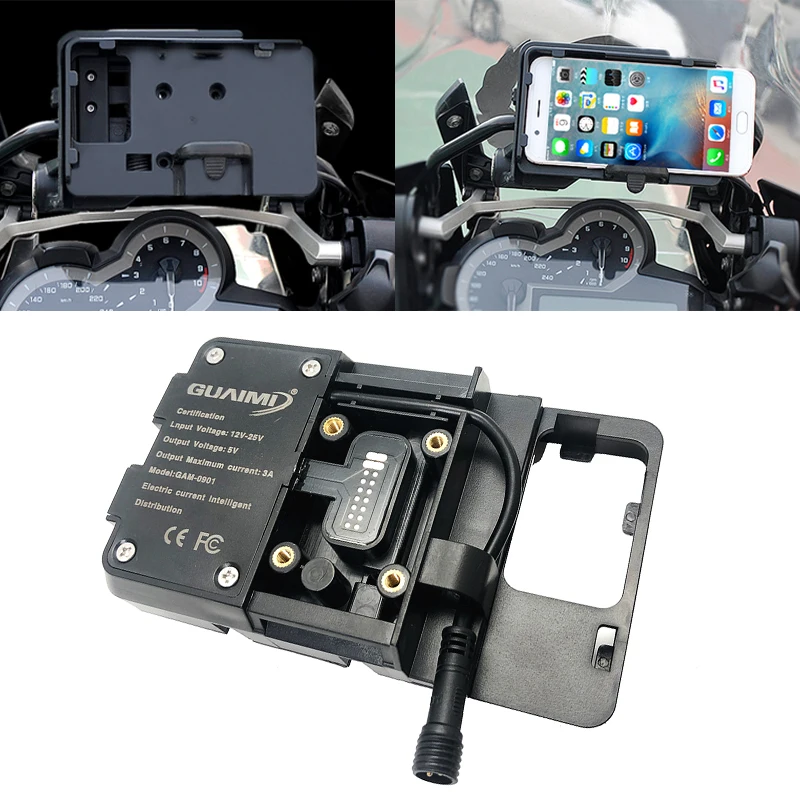 12MM Motorcycle GPS mobile phone holder wireless/USB fast charger For ...