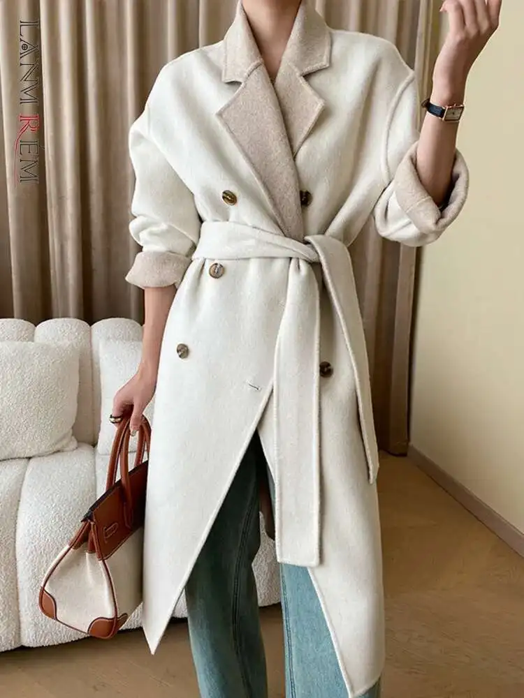 LANMREM High End Double-sided Woolen Coat Women Lapel Long Sleeves ...