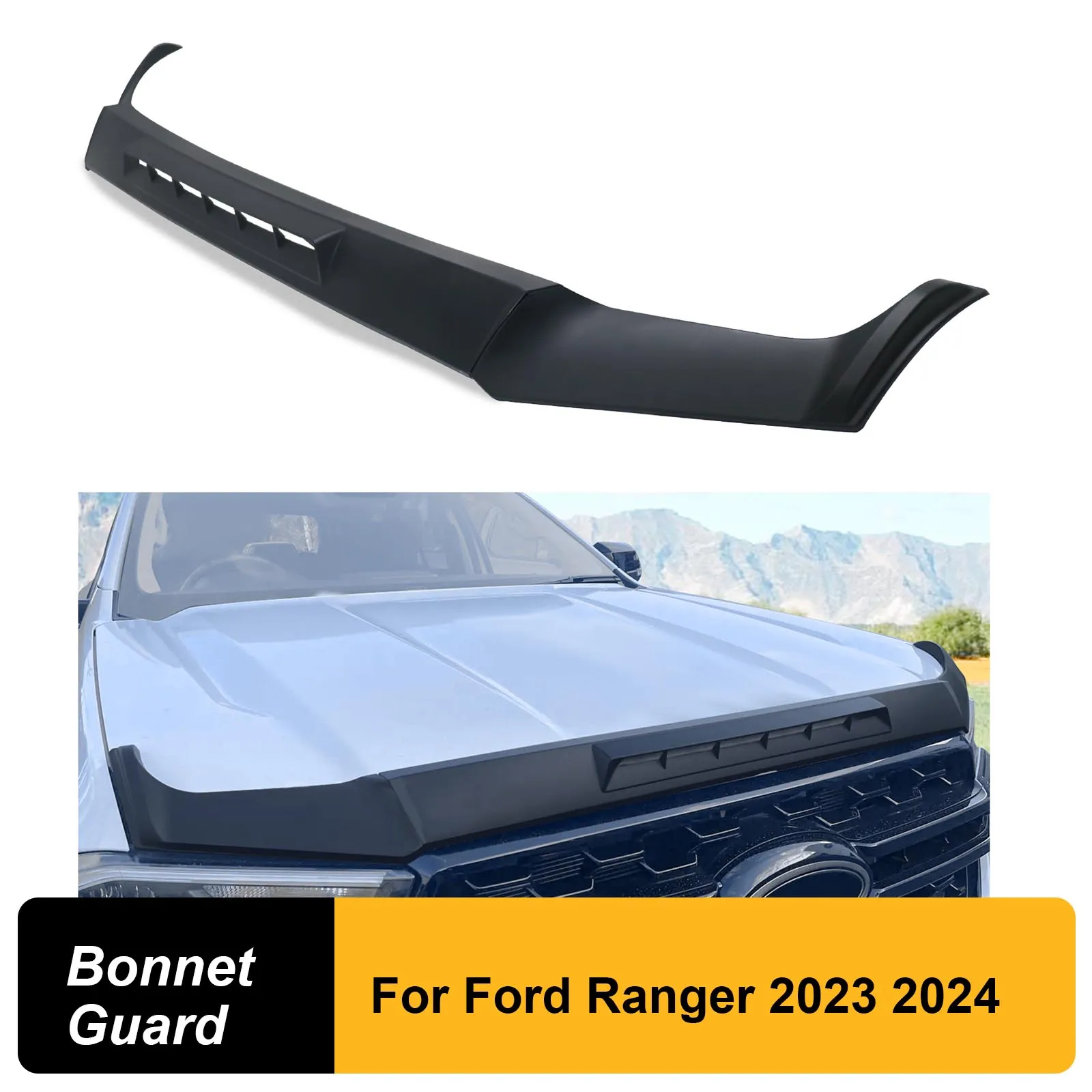 Matte-Black-Front-Bonnet-Protector-Stone-Guard-Trim-Cover-For-Ford ...