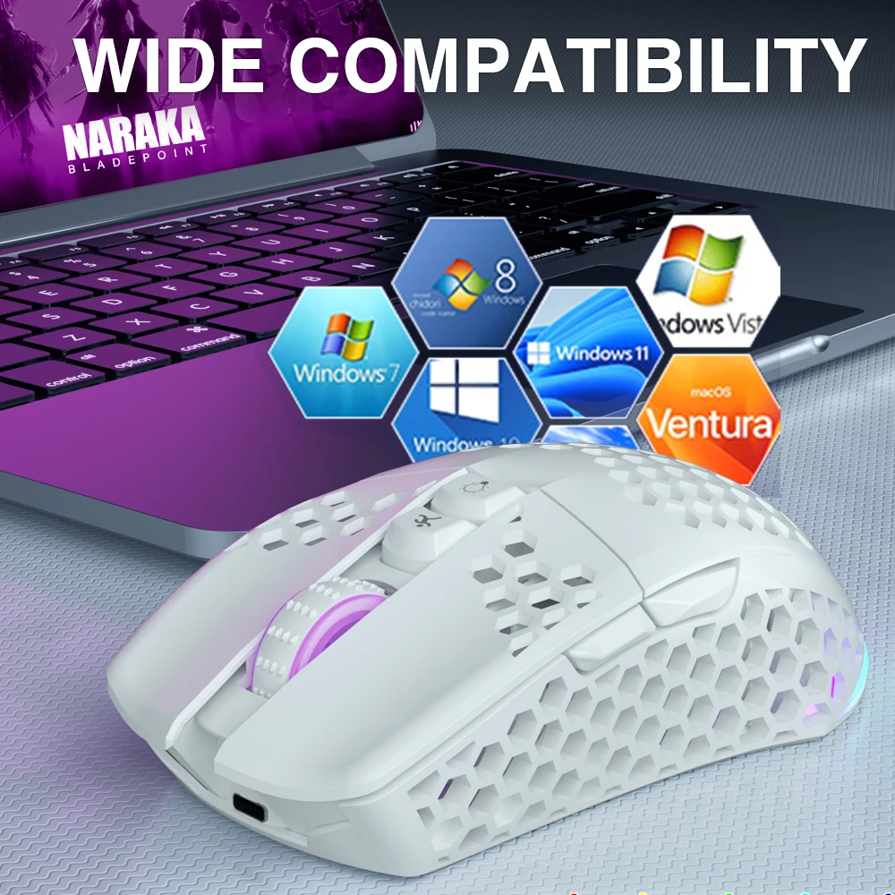 Wireless Mouse SM600 White Wireless Gaming Mouse - 8000 DPI Tri-Mode ...