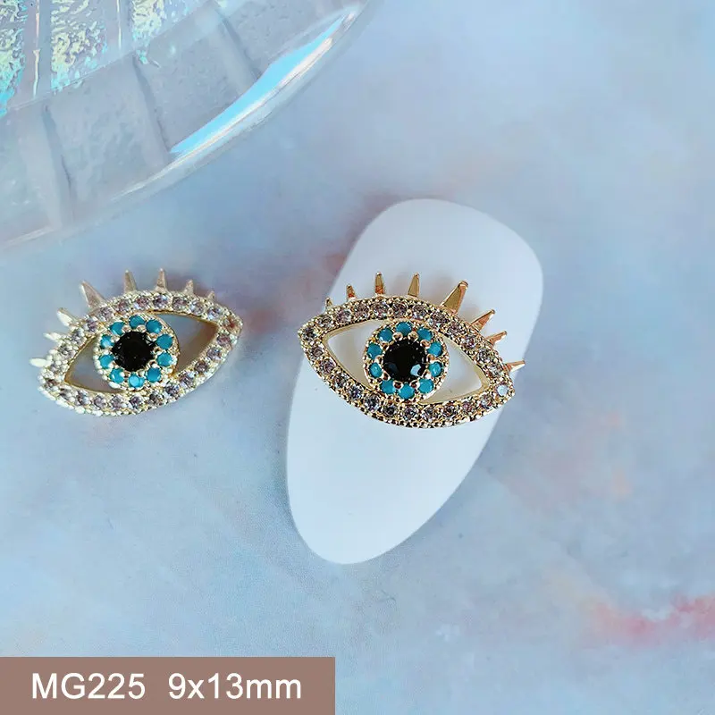 10pcs Luxury Demon Devil's Blue Eye Zircon Crystals Rhinestones Nail ...