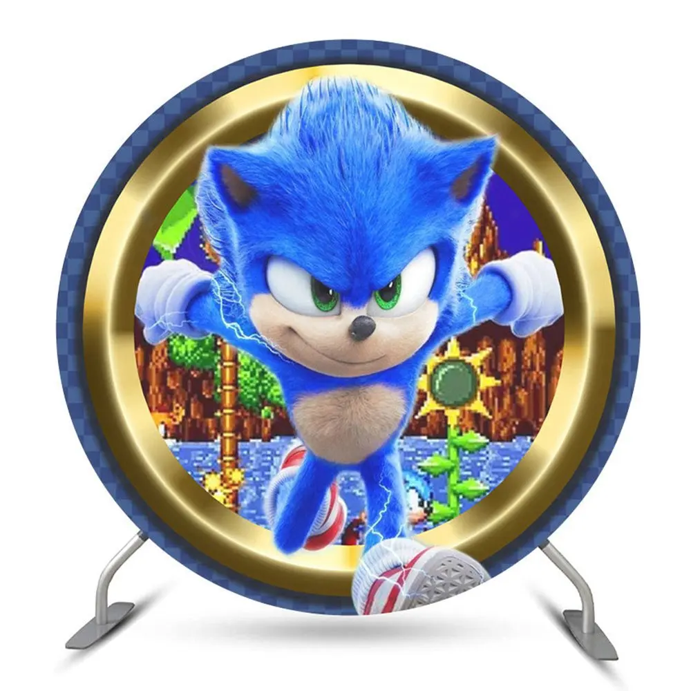 Tableclothsfactory-Sonic-Blue-Cartoon-Movie-Round-Backdrop-Cover-Custom ...