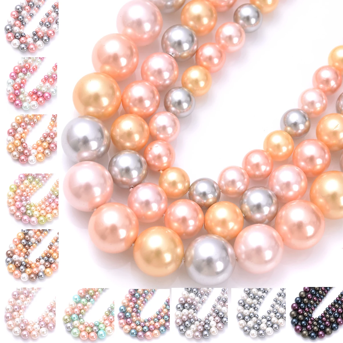 Multicolour-Natural-Shell-Pearl-Beads-Freshwater-Gray-Black-Shell-Loose ...