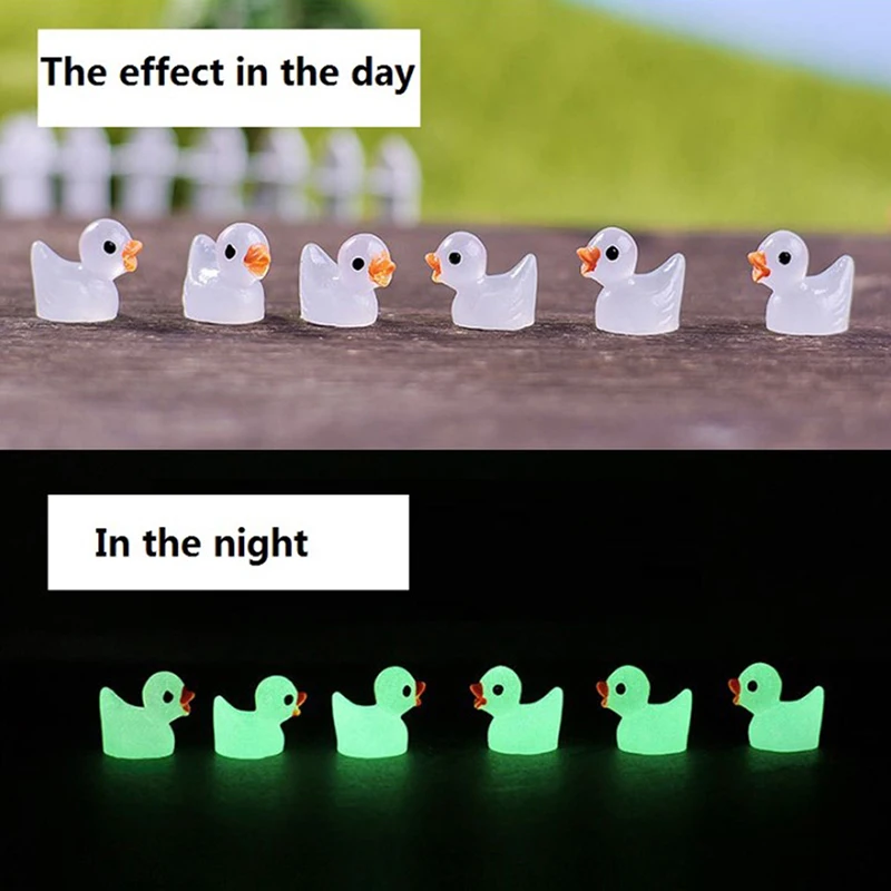 10pcs-Luminous-Resin-Ducks-Glow-In-The-Dark-Ornament-Miniature-Ducks ...