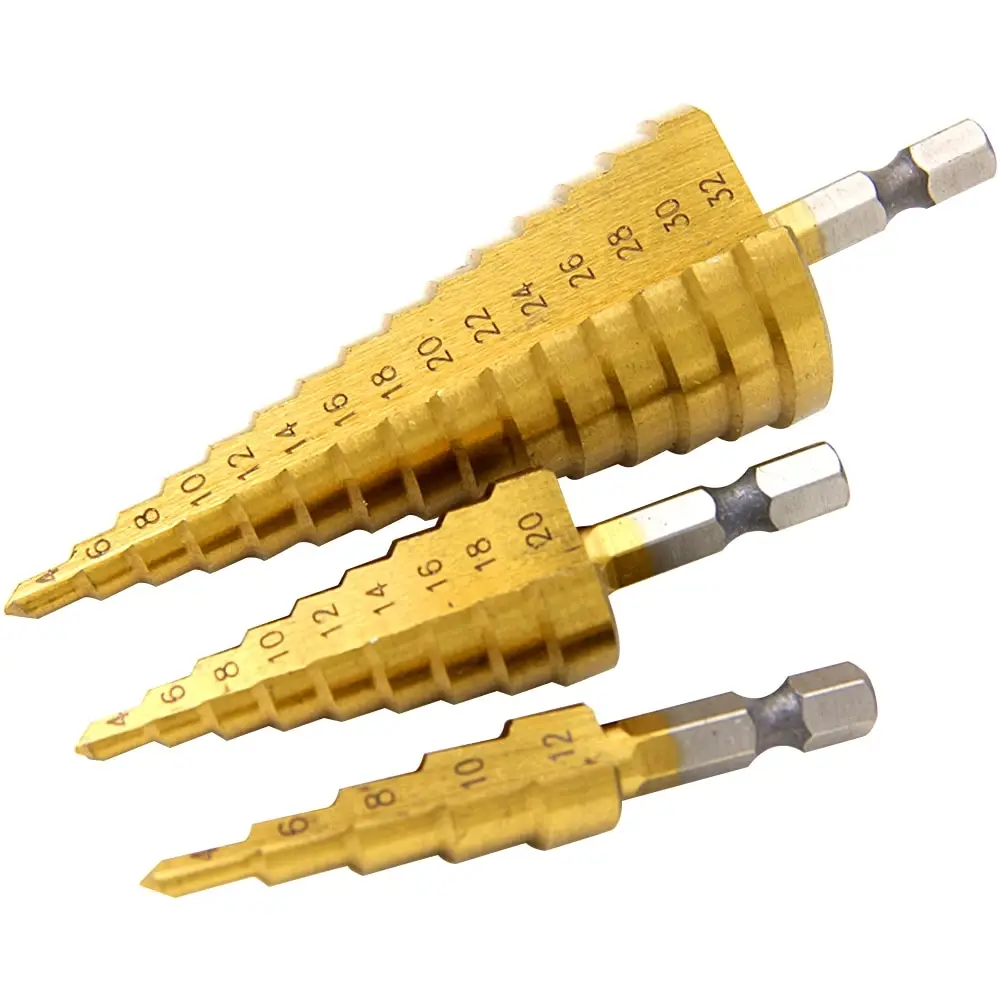 Titanium-Plated-Step-Drill-broca-de-pagode-conjunto-de-acess-rios-de ...
