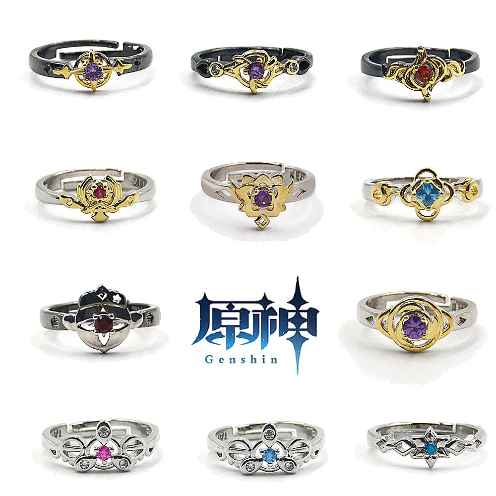 18 Style Genshin Impact Opening Ring Vision Diamond Adjustable Ring ...