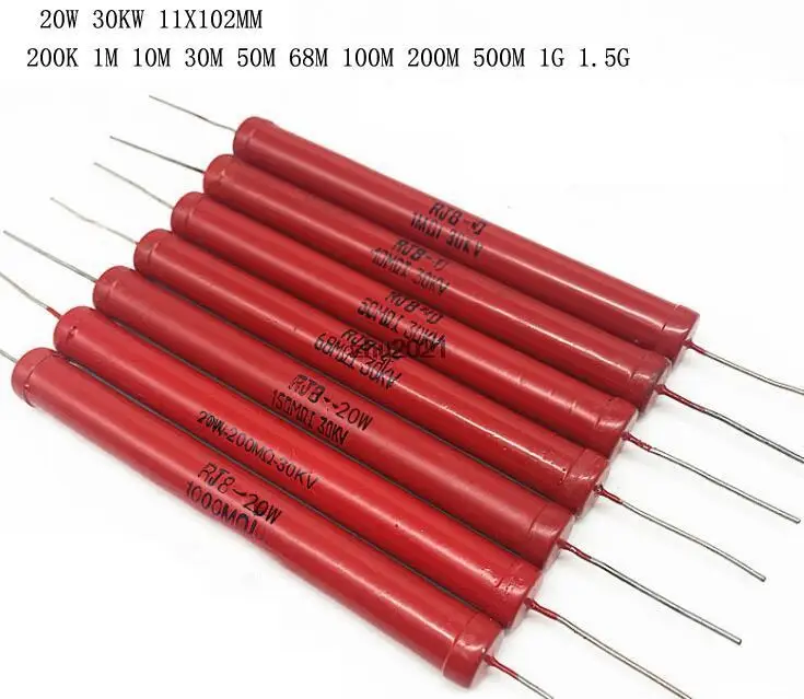 20W-30KV-5-10-11x102mm-High-Voltage-Bar-Glass-Glaze-Film-Resistor-Red ...