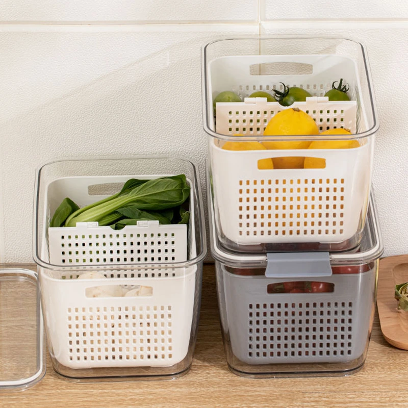 Fresh Produce Storage Containers Fridge Drip Basket Produce Saver ...