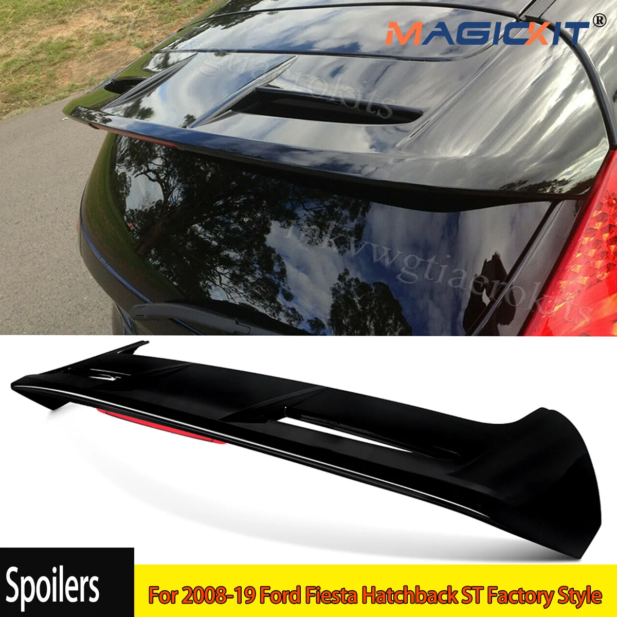 For 2008-19 Ford Fiesta Hatchback ST Factory Style Gloss Black Rear ...