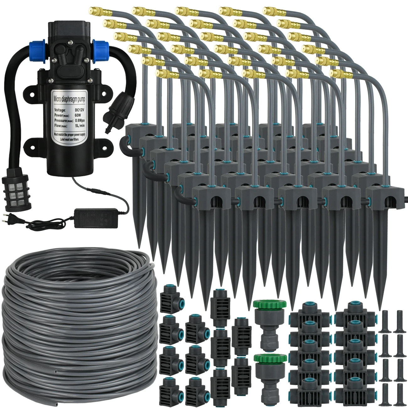 5M-30M-Self-priming-Pump-Watering-System-360-Bendable-Mist-Brass ...