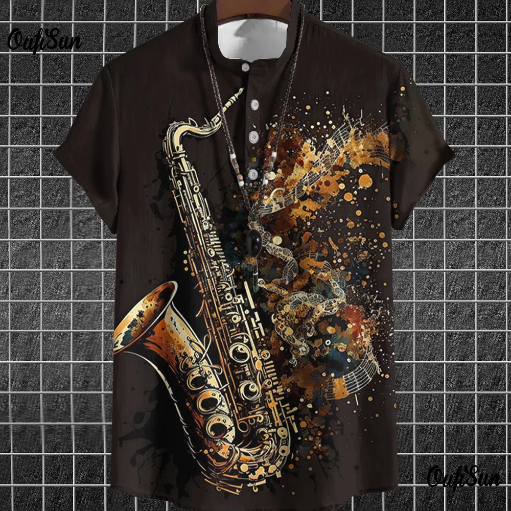 Vintage-Shirts-For-Mens-Music-Shirts-Retro-Saxophone-Graphic-Clothing ...