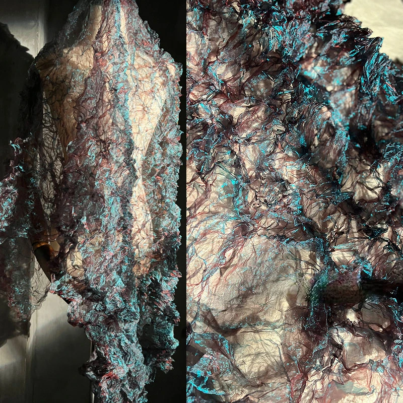 Gradient-Mesh-Fabric-Pleated-Texture-Antique-Blue-for-Ceremonial-Dress ...