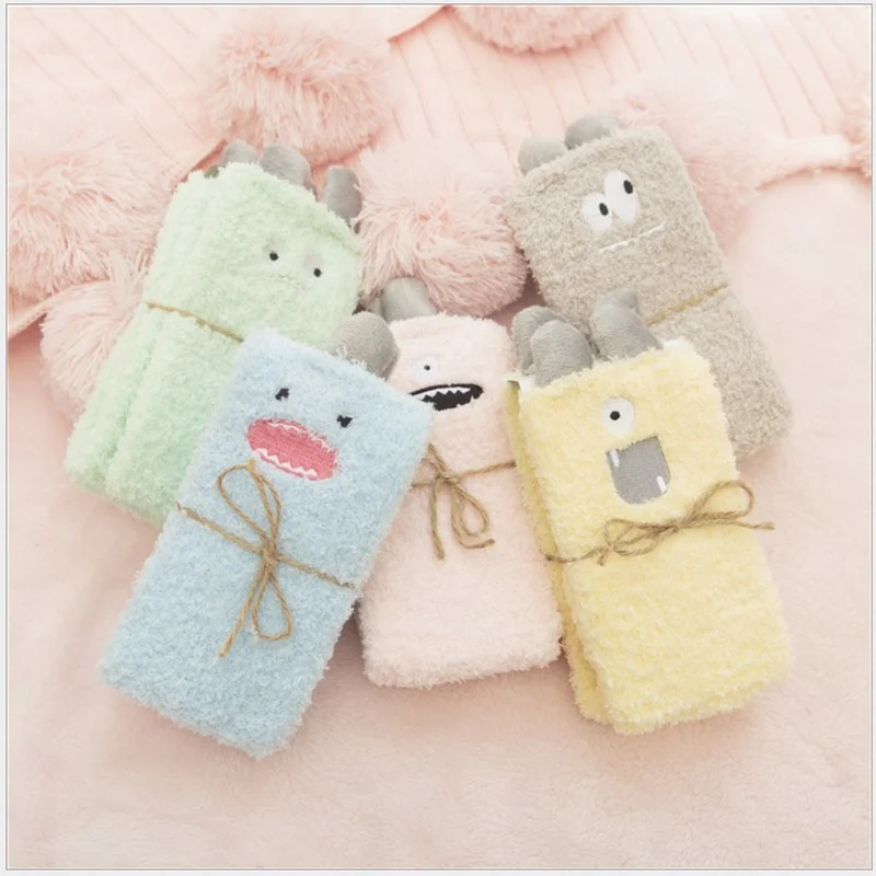 Warm Socks Cartoon Women | Monster Cartoon Socks | Cute Warm Fuzzy ...