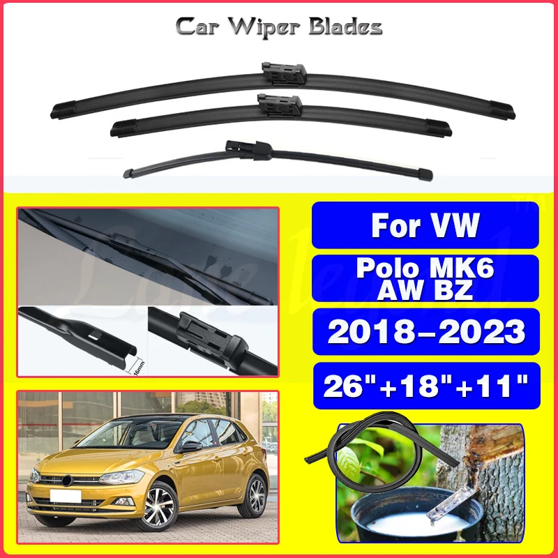 Front Rear Wiper Blades For Volkswagen VW Polo MK6 AW BZ 2018-2023 ...