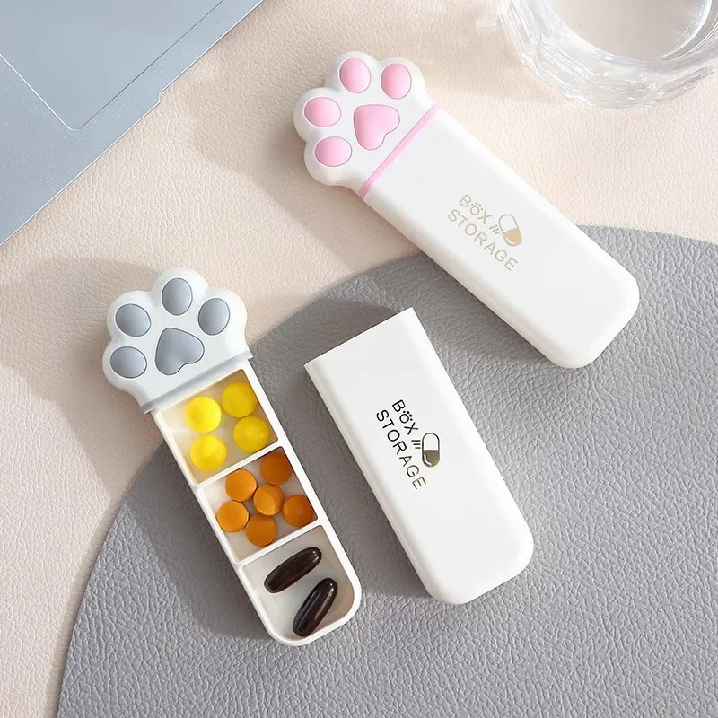 Mini-Cat-Claw-Medicine-Storage-Box-Portable-Daily-3Grids-Pill-Cases ...