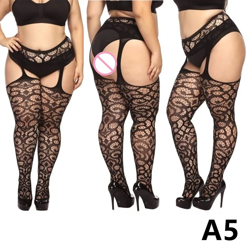 Bas Mis Bas Bas Résille Taille Haute Surdimensionnés Pour Femmes